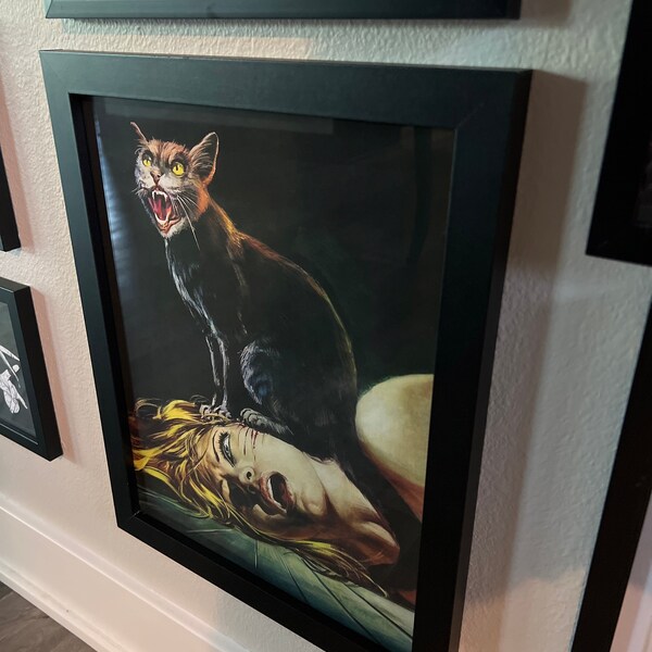 Cat Scratch Fever! • Black Cat Horror Print • 3 Sizes! • Cat Lady ...