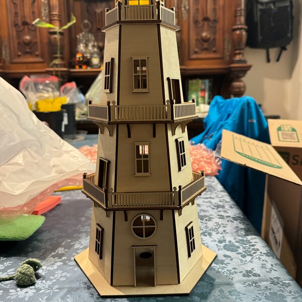 Lighthouse Tree Topper W/led Beacon Light - Natural Wood Finish ...