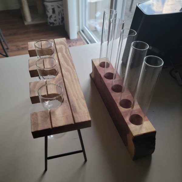 Glass Vase Plant Propagation Station Wood and Metal Stand, Glass ...
