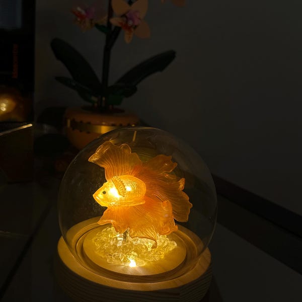Handmade Goldfish Lotus Lamp, Koi Fish Lamp, Betta Fish Lamp, Fish ...