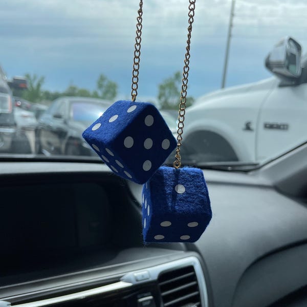 Black Fuzzy Dice With Black Bling Gems and Chain or Cord / Car ...