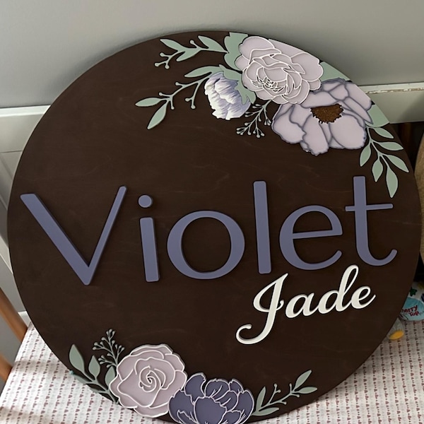 Custom Floral Baby Girl Name Sign: Peony and Rose Flowers in Blush Pink ...