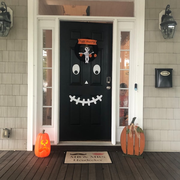 Halloween Pumpkin Face Door Decal: Spooky Vinyl Decoration - Etsy