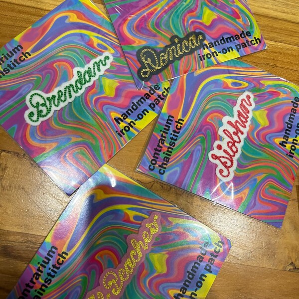 Customized Word Patch - Metallic Silver Stitching on Grey Wool Felt - Etsy