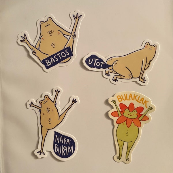 Frog Stickers // Filipino/tagalog Funny Frog Illustration Die Cut Vinyl ...