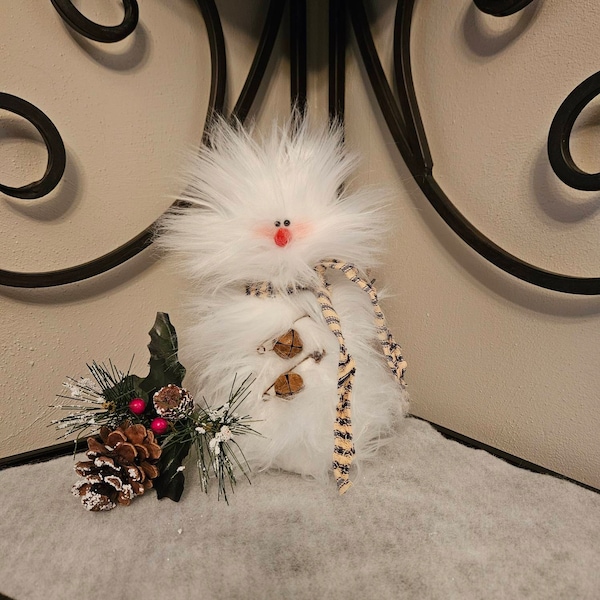 Handmade Frazzled Fluffy Snowman "stressed Out" Christmas Shelf Sitter ...