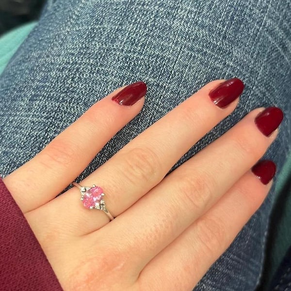 14k Solid Gold Pink Topaz Diamond Ring | Womens Oval Engagement Ring ...