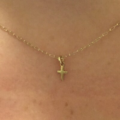 Tiny Gold Cross Necklace Small Gold Cross Faith Necklace Delicate ...