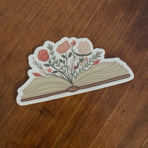 Floral Book Sticker / Open Book Sticker / Reading Sticker / - Etsy