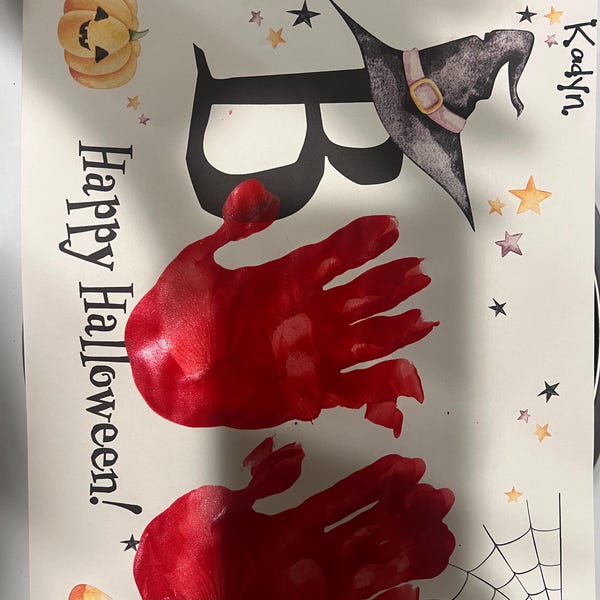 Halloween Handprint Art, Halloween Handprint Craft, Halloween Printable ...