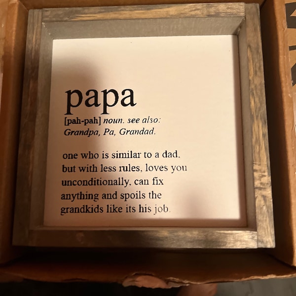 Papa Definition Sign – Grandpa Gift Wall Art, Rustic Wood Sign for ...
