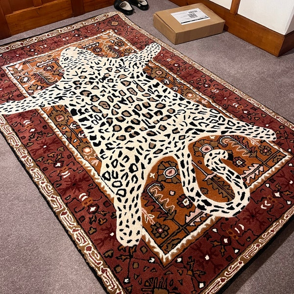 LEOPARD DESIGN RUG Animal Print Rug, Leopard Hand Tufted, Modern Design ...