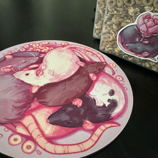 Mouse Pad - Rat Cuddle Puddle - Computer Mat - Desktop Mousepad - Desk ...