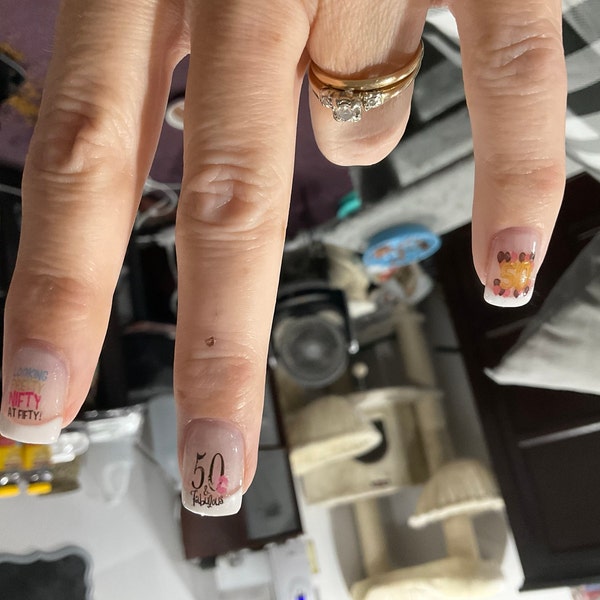 50th Birthday Nail Decals: Water Transfer Nail Art - Etsy