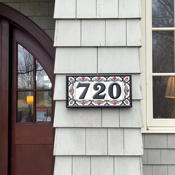 House Numbers Address Tiles Framed Set Custom Address Tiles Sign Hand ...