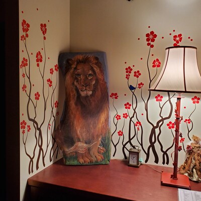 Red Blossom Flowers Wall Decal Sticker flower Wall Sticker, Flower ...