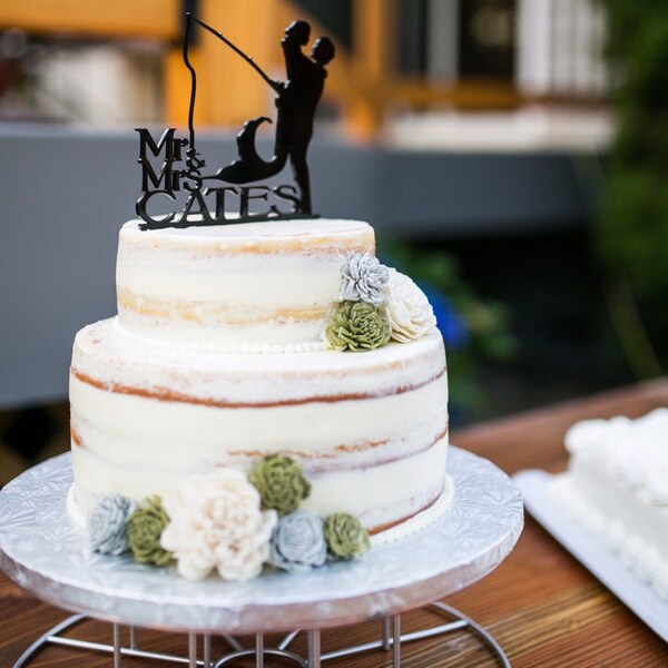 Man Holding Mermaid Mr. and Mrs. Custom Wood Wedding Cake Topper ...
