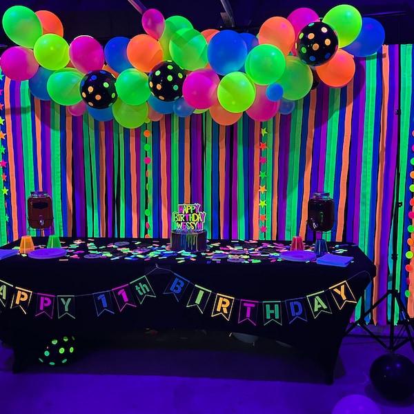 Glow Party Cake Topper, Neon Birthday Cake Topper, Personalized Cake ...