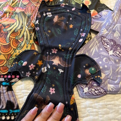 Midnight Bat Garden, Cotton, Bat Shaped Pad, Bat Pad, Reusable Pads ...