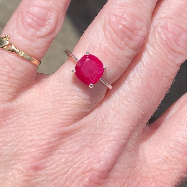 Radiant Ruby Ring in Gold, Raw Ruby Ring in Gold, Natural Ruby Ring ...