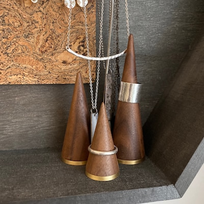 Wood Ring Cone, Wood Jewelry Display, Walnut Ring Displays, Ring Holder ...