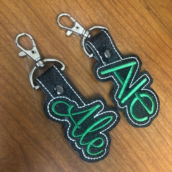 Name Keychain Embroidered Name Snap Tab Key Fob Personalized Keychain ...