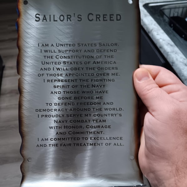 Sailor’s Creed, Sailor Gifts, US Navy Gifts, Prayer Scroll Sign, Metal ...