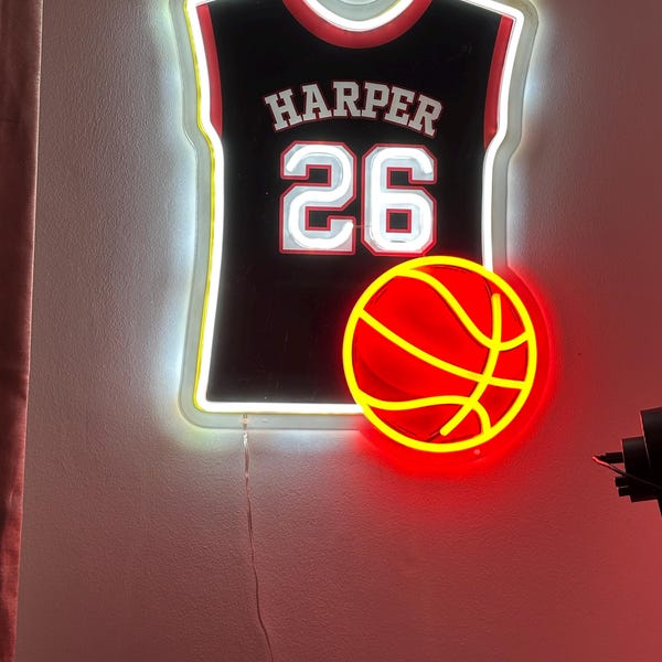 Custom Basketball Jersey Neon Sign, Custom Name Neon Sign for Kids ...