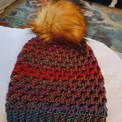 Handmade Knit Coffee Beanie in Cream and Orange Wool-blend - Etsy