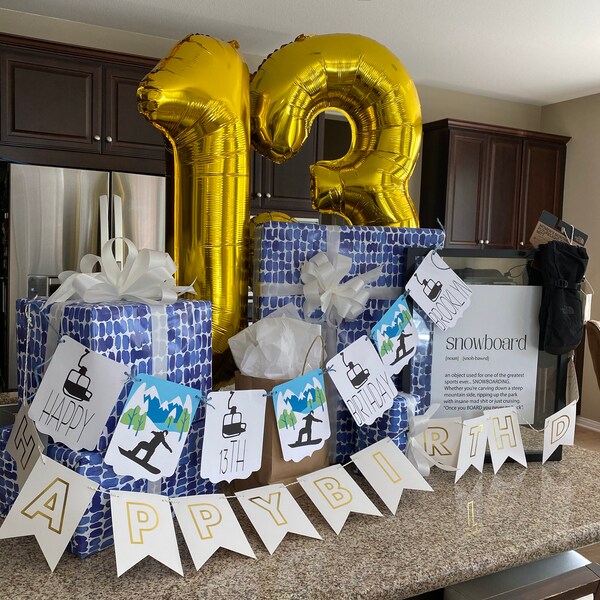 Skiing Birthday Banner - Personalized Skiing Birthday Garland - Skiing ...