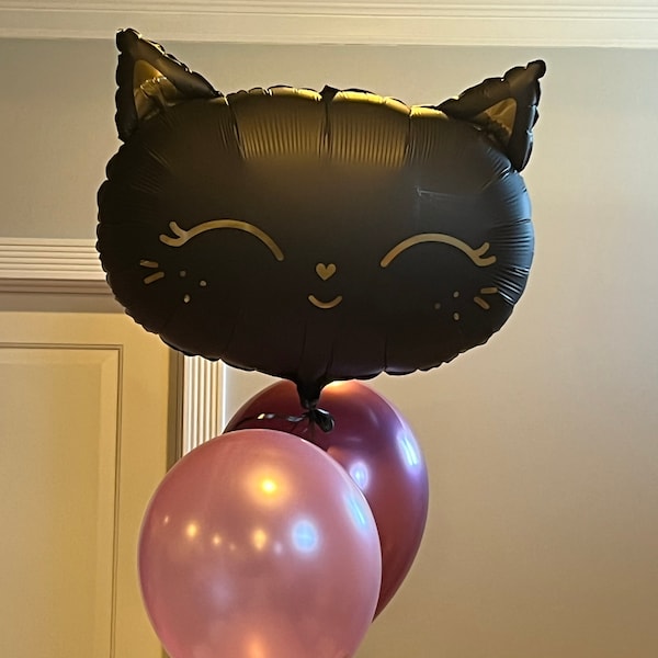 Giant Cat Balloon, 19in/48cm, Black Cat Balloon, Cat Foil Balloon, Cute ...