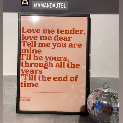 Custom Song Lyric Print Music Poster Wall Art A5 A4 A3 Typographic ...