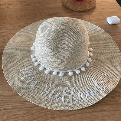 Bride Beach Hat Personalized Sun Hat Bridal Shower Gift - Etsy