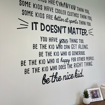 Be the Nice Kid Decal Classroom Wall Decal Teacher Wall Decal School ...