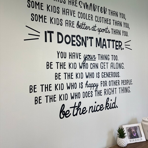 Be the Nice Kid Decal - Classroom Wall Decal - Teacher Wall Decal ...