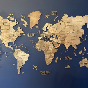 3D World Map LED Light up World Map Large Wall Decor Wood - Etsy Australia