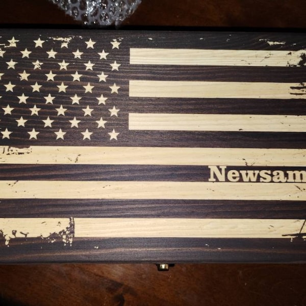 Personalized Engraved USA Flag Box, Independence Day Gift, 4th of July ...