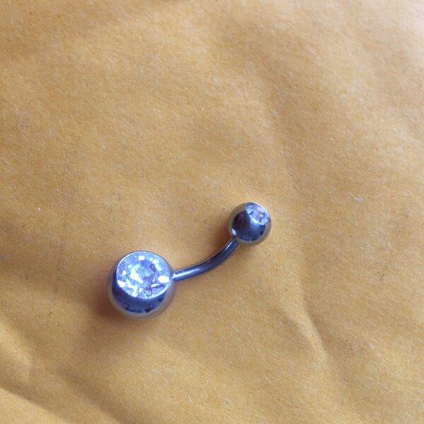 Belly Button Ring 14g 8mm or 10mm W/cz Gems, 316L Stainless Steel ...