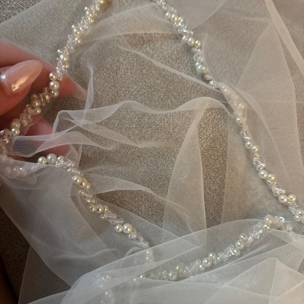 Wedding Beaded Veil,delicate Edge Veil,lvory Bridal Veil,sequin Veil ...