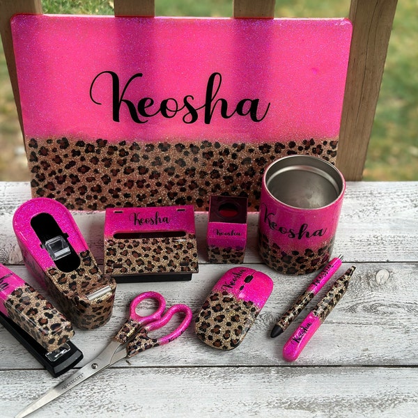 Leopard Office Desk Set - Etsy