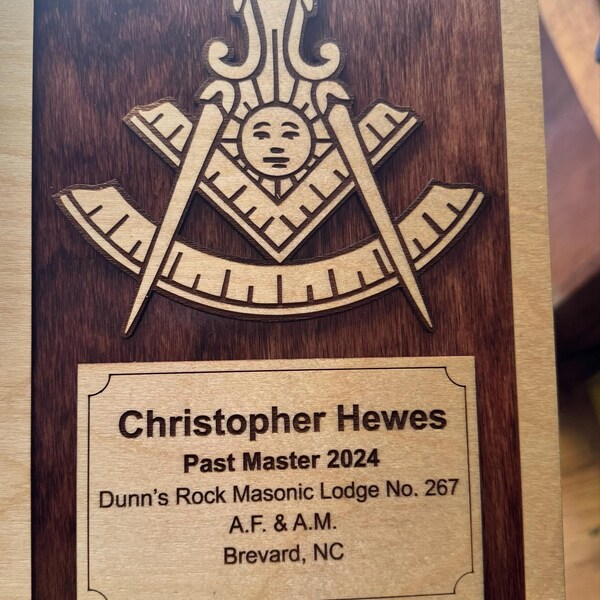 Masonic Past Master Plaque - Custom Wood Engraved - Etsy