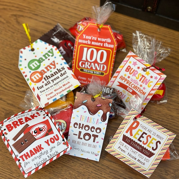 100 Grand Thank You Gift Tag Printable Teacher Appreciation Week Nurse ...