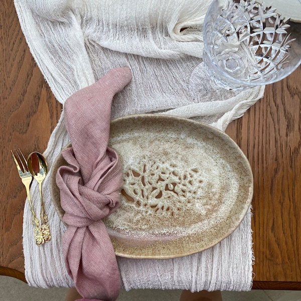 Thanksgiving Table Decor, Ivory Gauze Runner for Wedding and Events ...