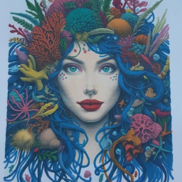 65 Ocean Goddesses Grayscale Coloring Pages | Printable Adult Coloring ...