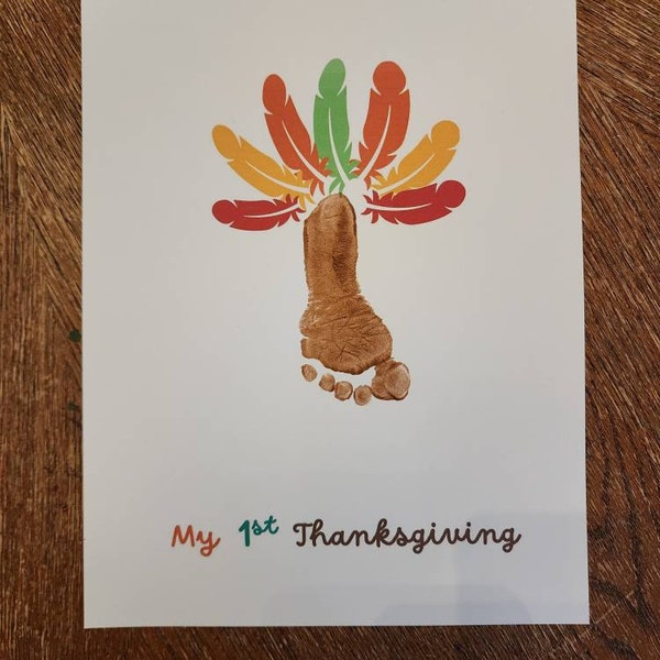 Baby's First Thanksgiving Footprint Art: DIY Turkey Keepsake, Nursery ...