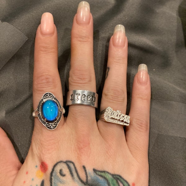 Creep Ring, Horror, Gothic, Halloween, Goth Jewelry, Aluminum Cuff Ring ...
