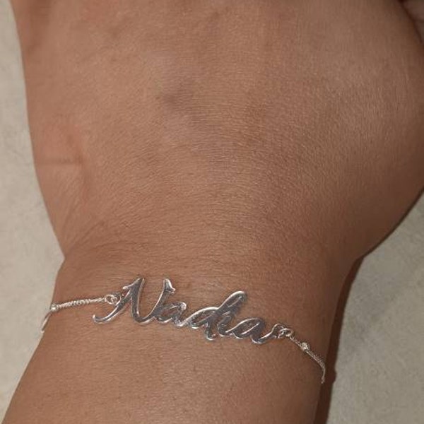 Sterling Silver Name Bracelet / Anklet, Personalized Jewelry Gift ...