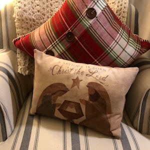 Christmas Nativity Pillow, Rustic Christmas, Modern Farmhouse Christmas ...
