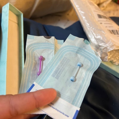 Purple Cross Tongue Stud, Stud Piercing, Gradient Purple Tongue Ring ...