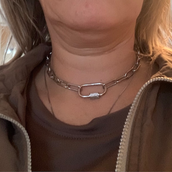 Adjustable Resizable Silver Stainless Steel Chunky Paper Clip Chain ...